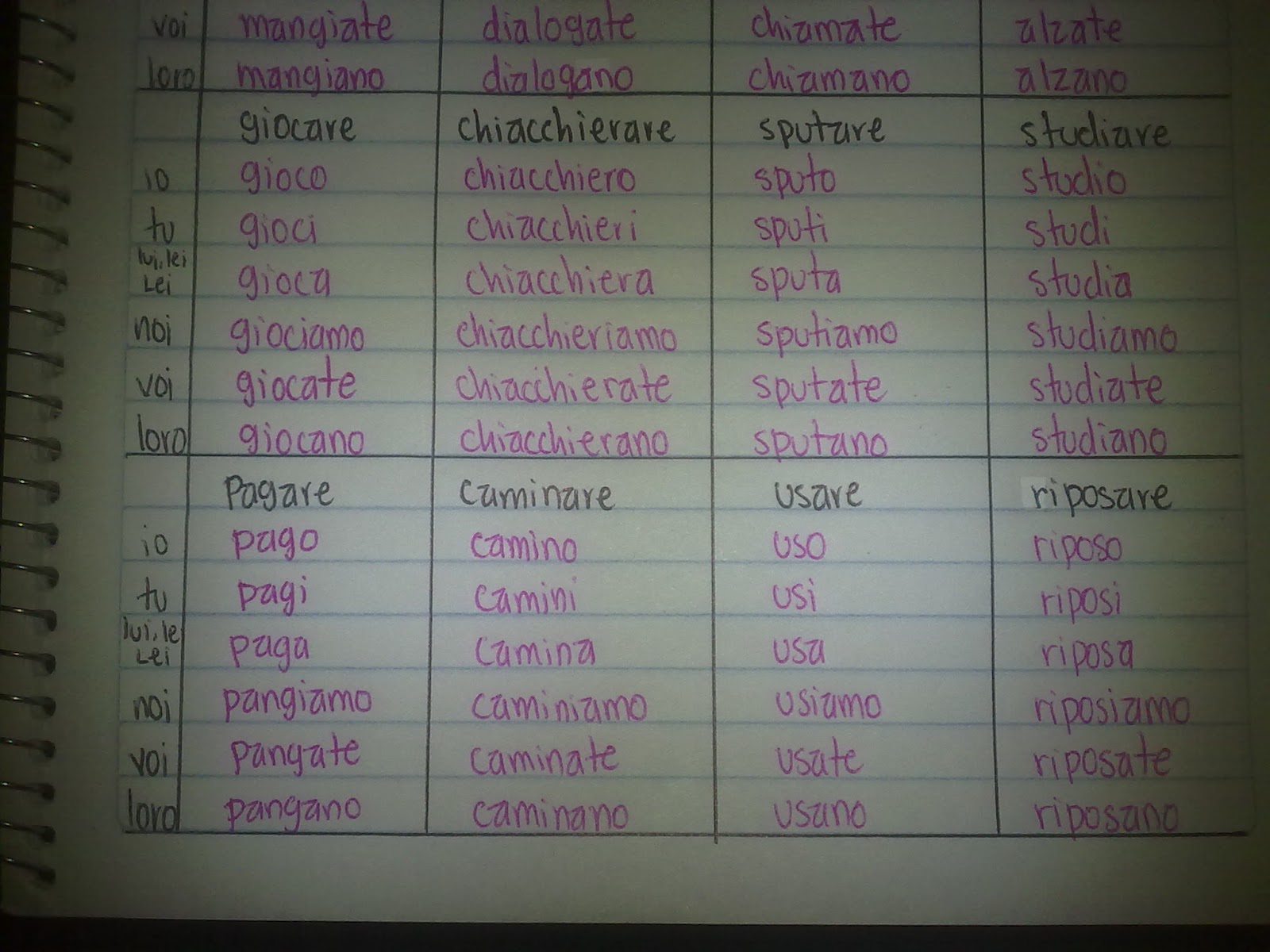 Cristina Covarrubias: La coniugazione dei verbi regolari